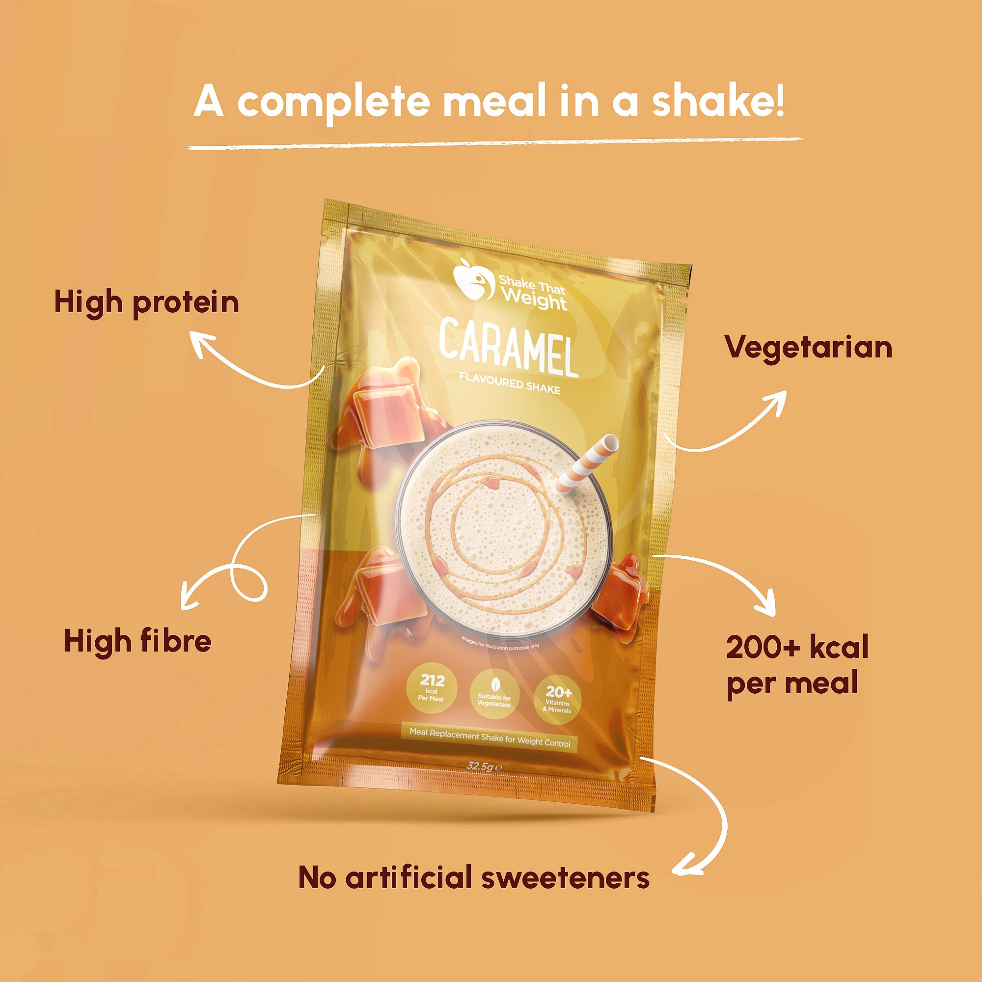Caramel Diet Protein Shake - 100% Nutrition | Shake That Weight