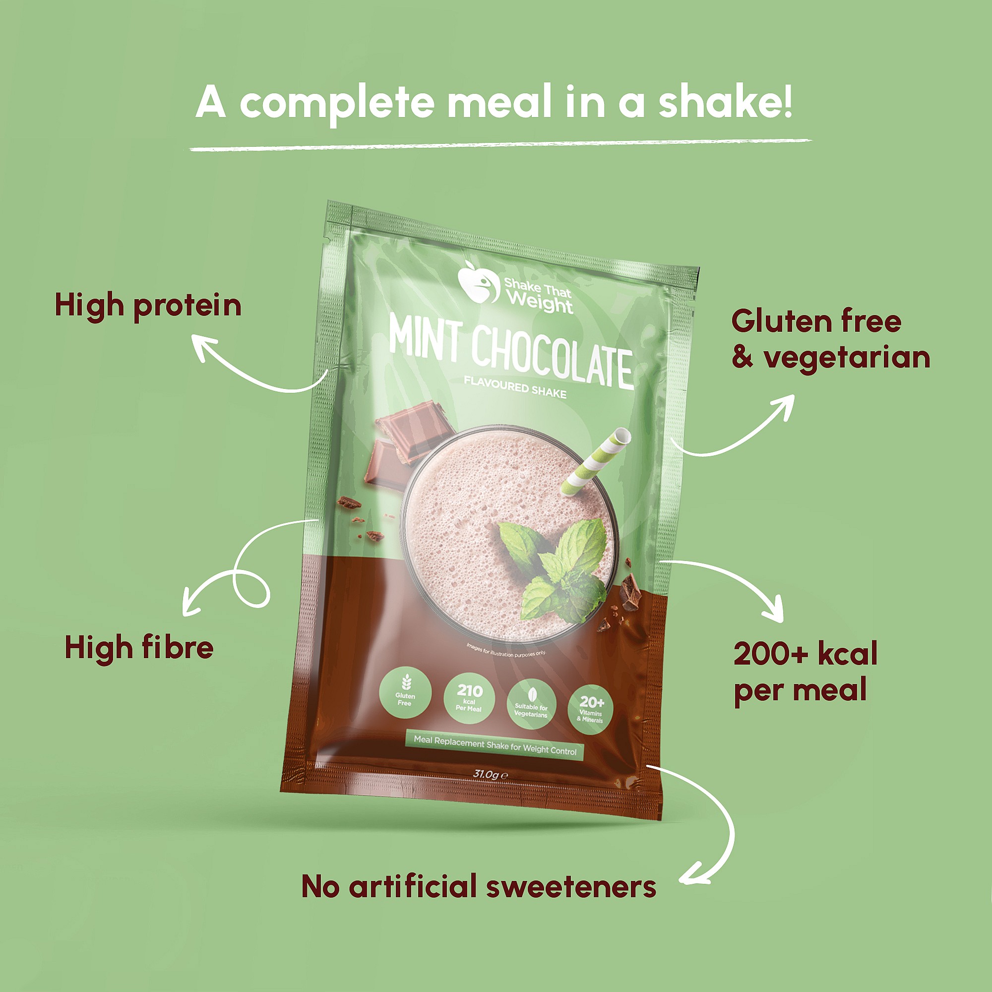 Chocolate Mint Diet Protein Shake - 100% Nutrition - Shake That Weight